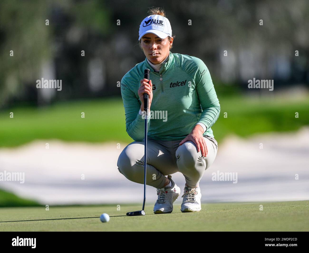 Orlando, FL, USA. 21st Jan, 2024. Gaby Lopez of Mexico lines up a putt ...