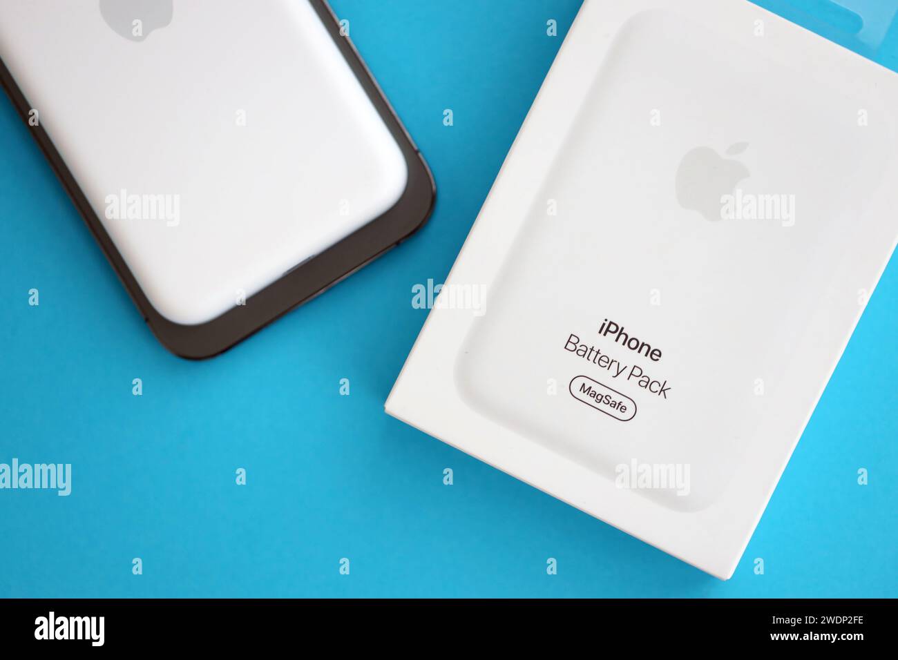 KYIV, UKRAINE - OCTOBER 31, 2023 Apple MagSafe battery device for ...