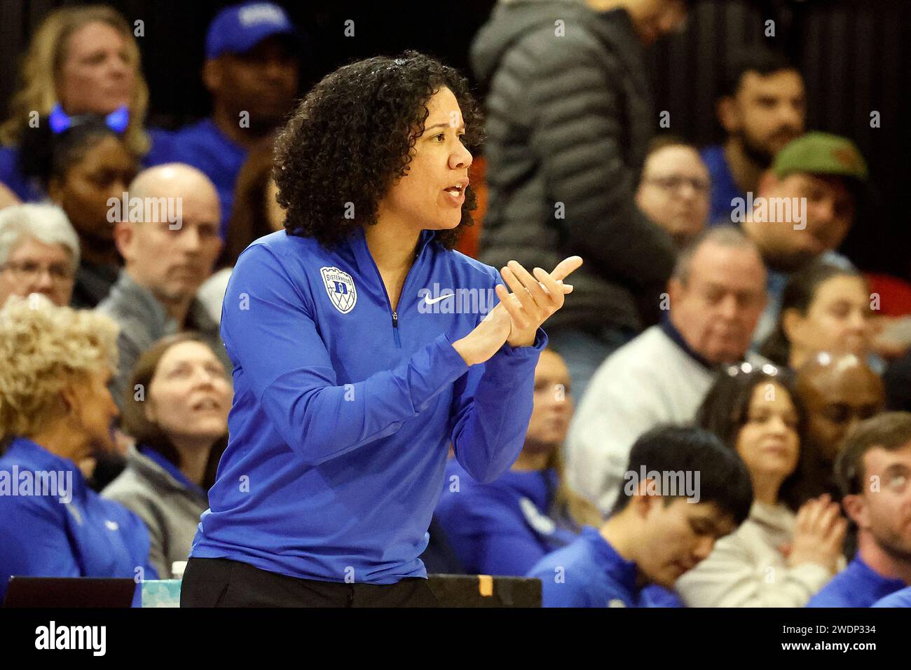 Duke head coach Kara Lawson watches from the sideline against North ...