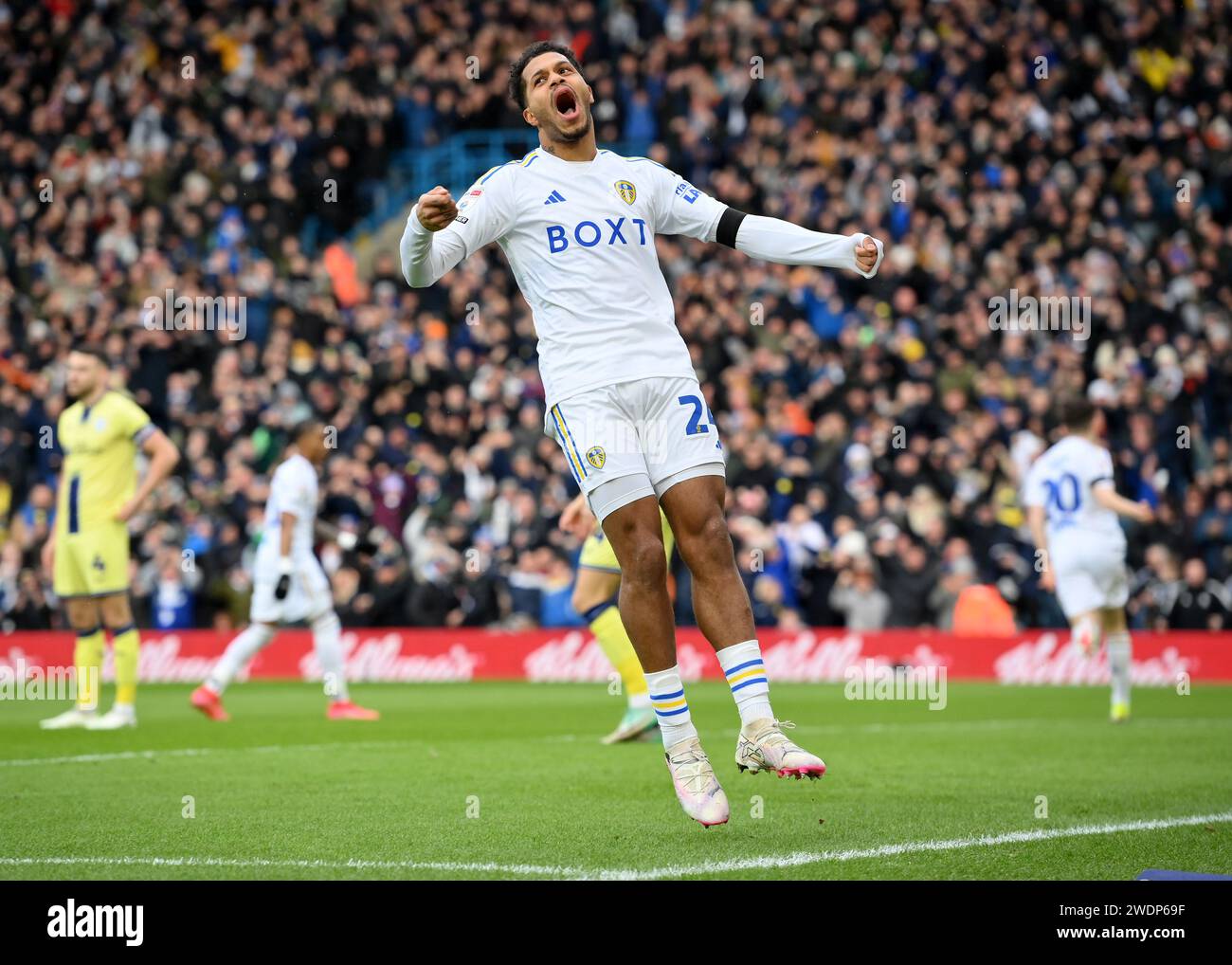 Leeds, UK. 21st Jan, 2024. Georginio Rutter of Leeds United celebrates ...
