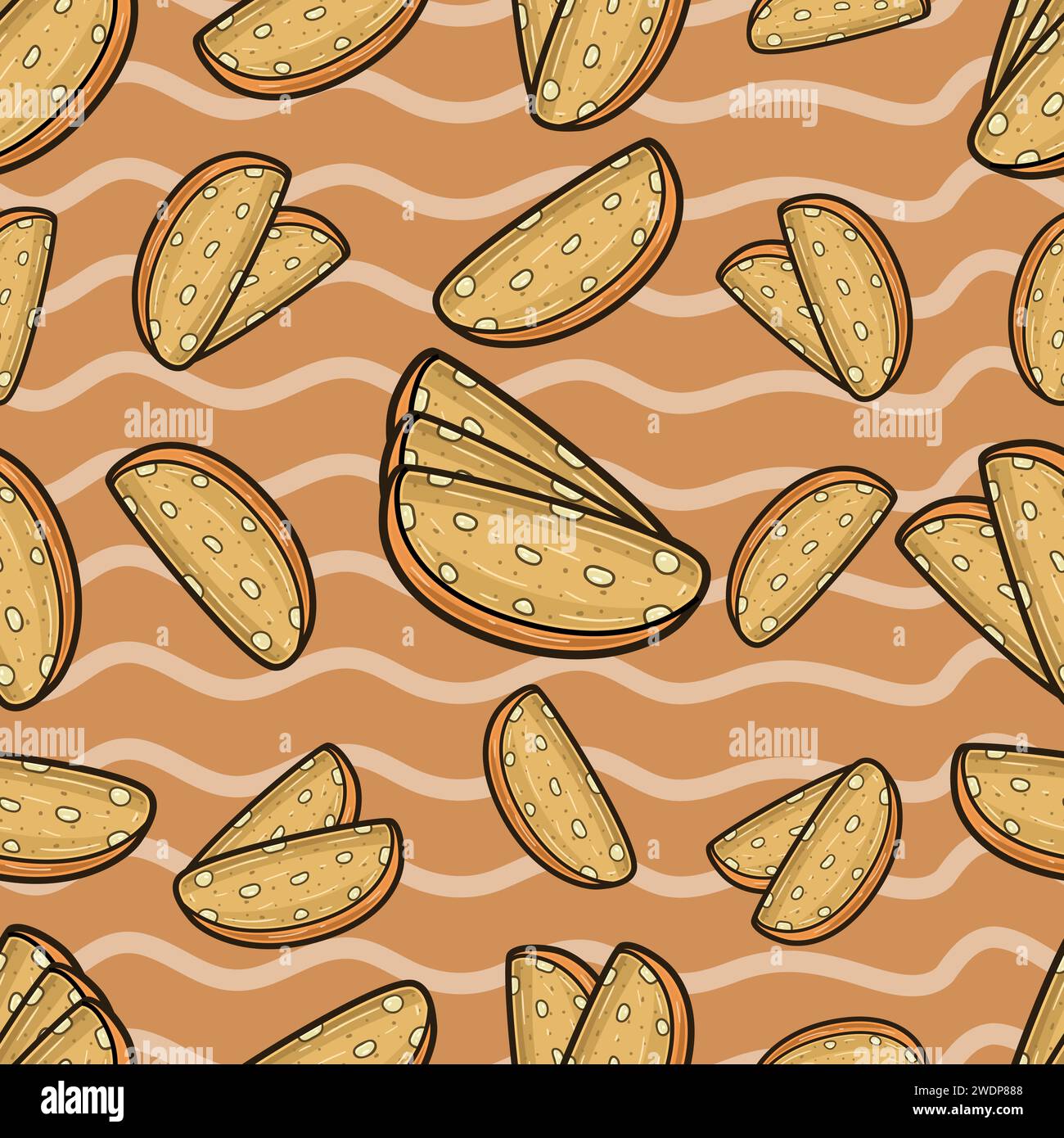 Biscotti Seamless Pattern in Cartoon Style. Perfect For Background ...