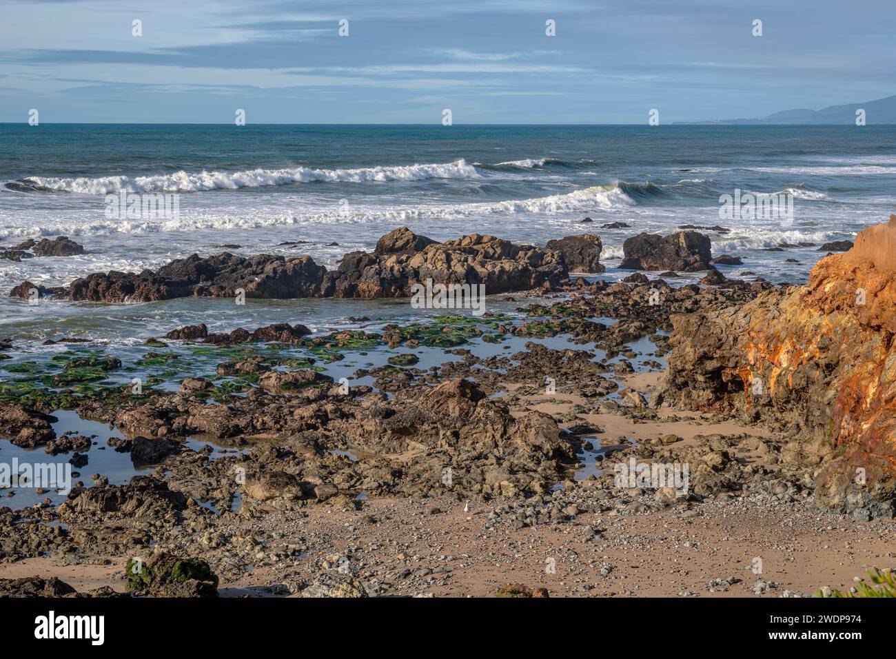California beaches near hwy1 rocks waves landscape near Half Moon bay ...