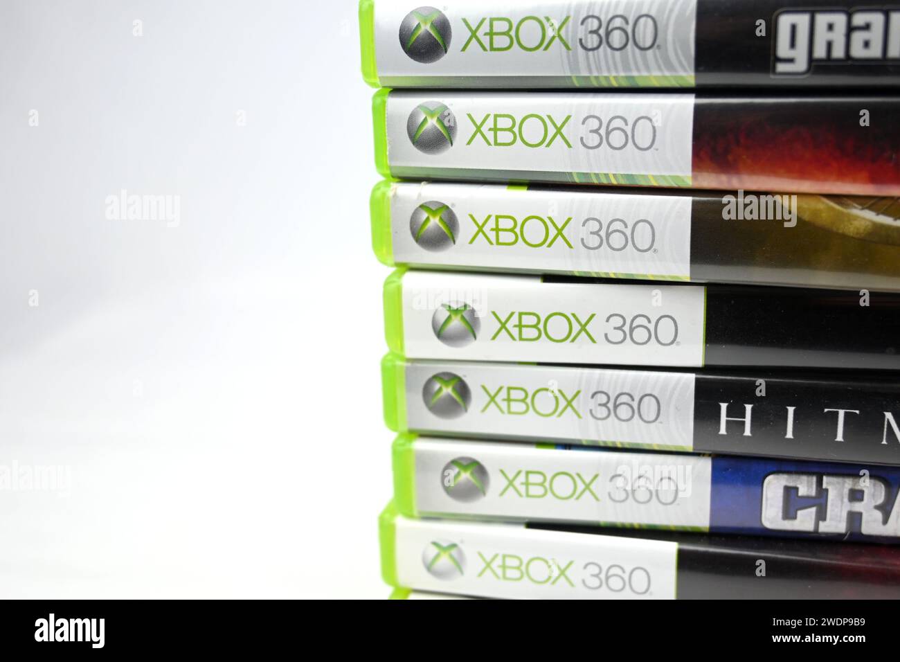 Close up of Xbox 360 logo on video game case box – Wales, UK – 21 ...