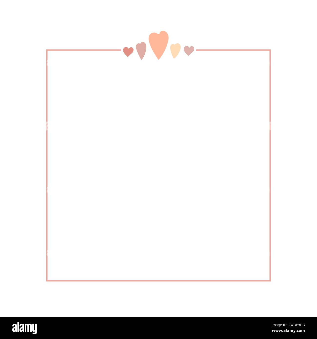 Boho style square frame and hearts simple vector illustration in trendy ...