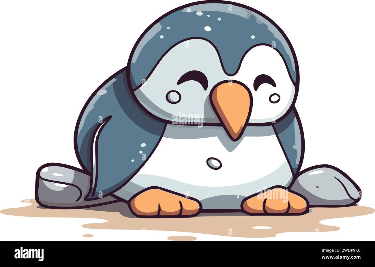 Cute cartoon animal penguin sitting hi-res stock photography and images ...