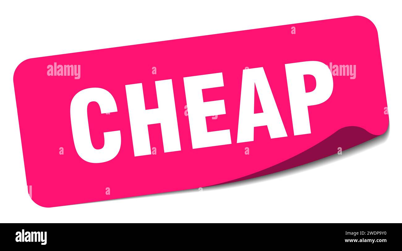 cheap sticker. cheap rectangular label isolated on white background ...