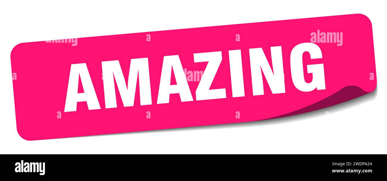 amazing sticker. amazing rectangular label isolated on white background ...