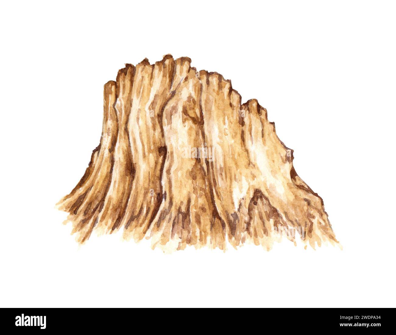 Watercolor illustration of mountain range landscape element. Natural ...