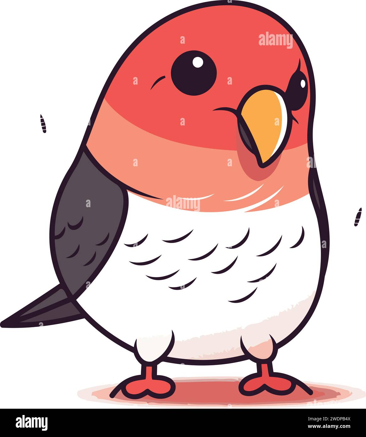 Vector illustration of cute cartoon red bird. Isolated on white ...