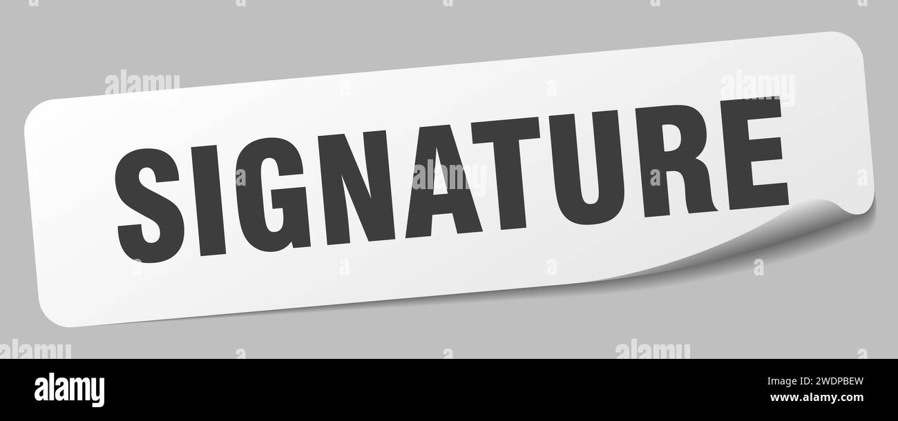 signature sticker. signature rectangular label isolated on white ...