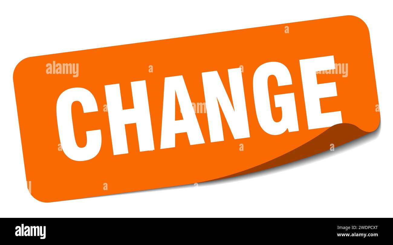 change sticker. change rectangular label isolated on white background ...