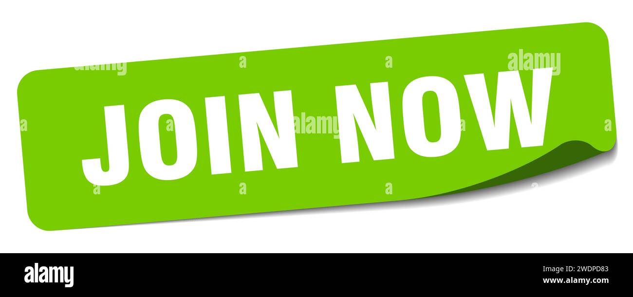 join now sticker. join now rectangular label isolated on white ...