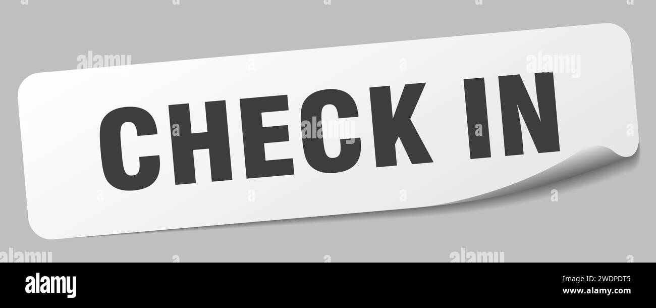 check in sticker. check in rectangular label isolated on white ...