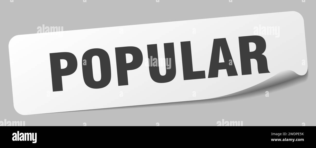 popular sticker. popular rectangular label isolated on white background ...
