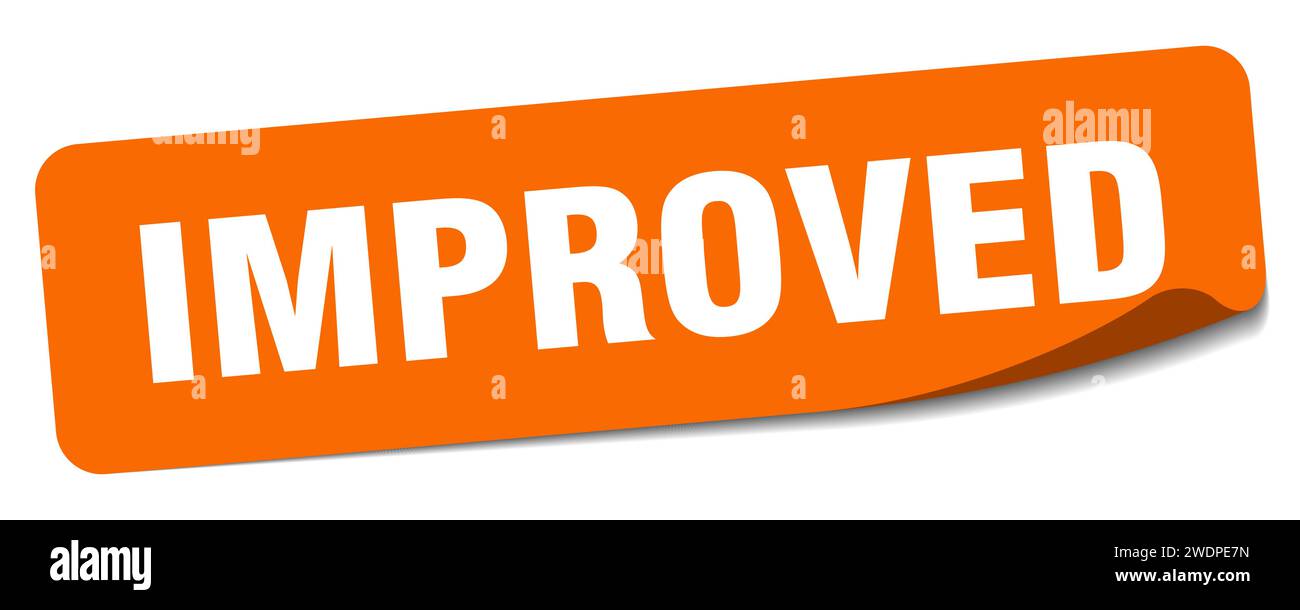 improved sticker. improved rectangular label isolated on white ...