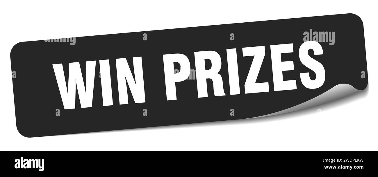 win prizes sticker. win prizes rectangular label isolated on white ...