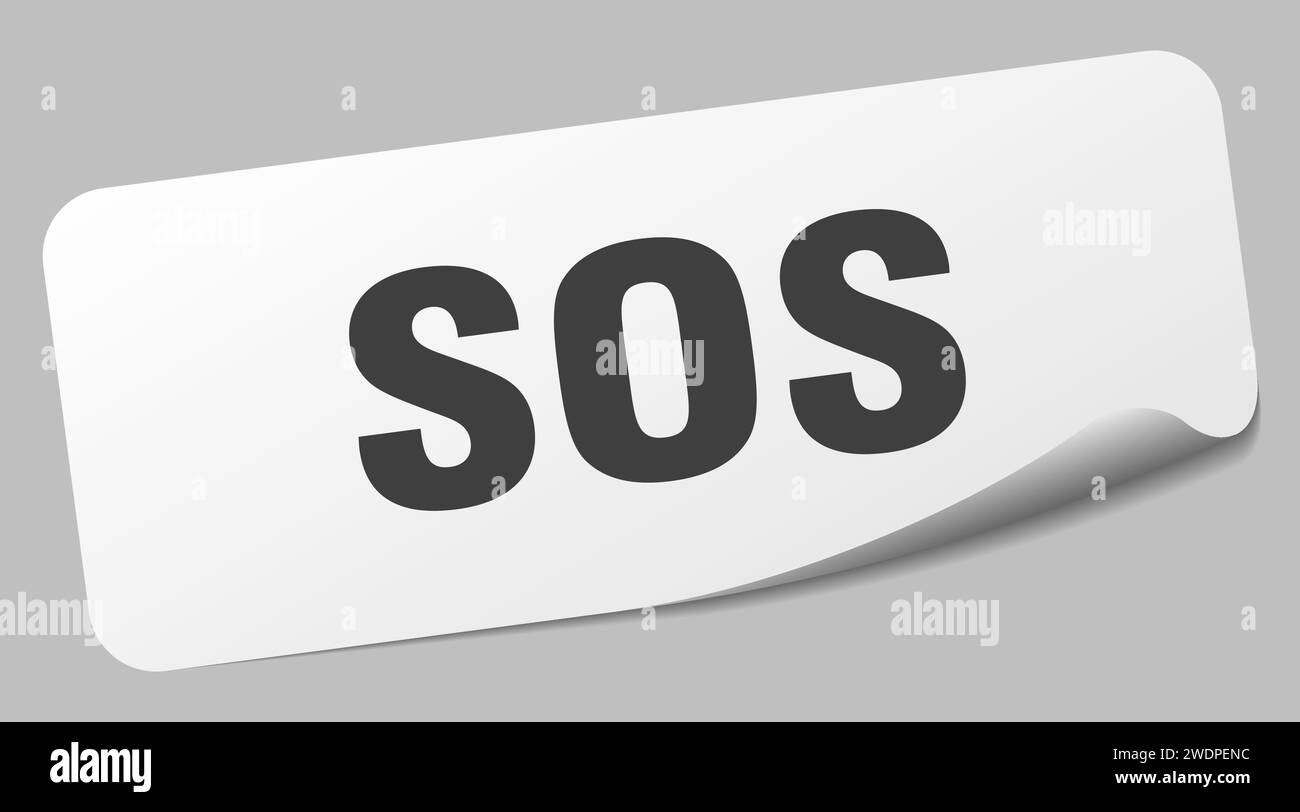sos sticker. sos rectangular label isolated on white background Stock ...