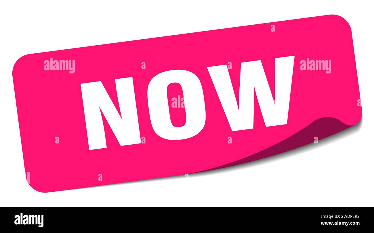 now sticker. now rectangular label isolated on white background Stock ...