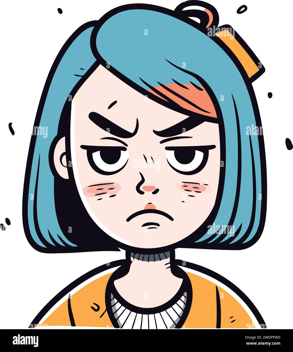 Blue hair young person angry Stock Vector Images - Alamy
