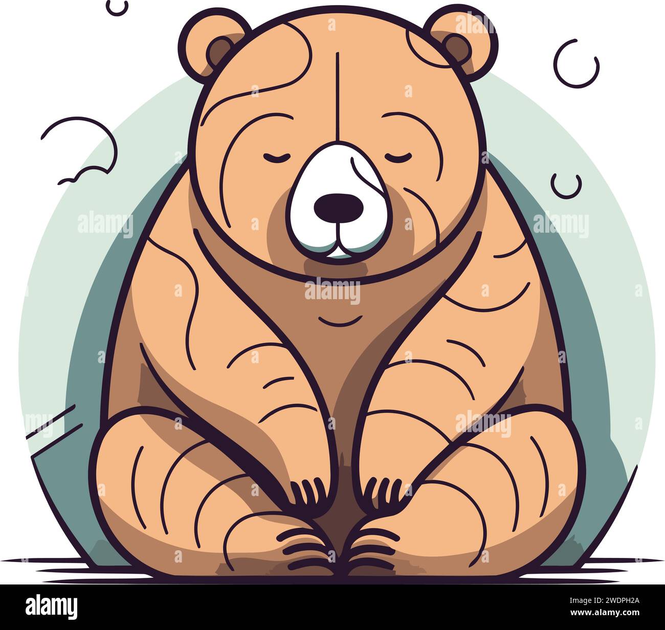 Cute Cartoon Bear Sitting On The Ground Vector Illustration Of A Bear