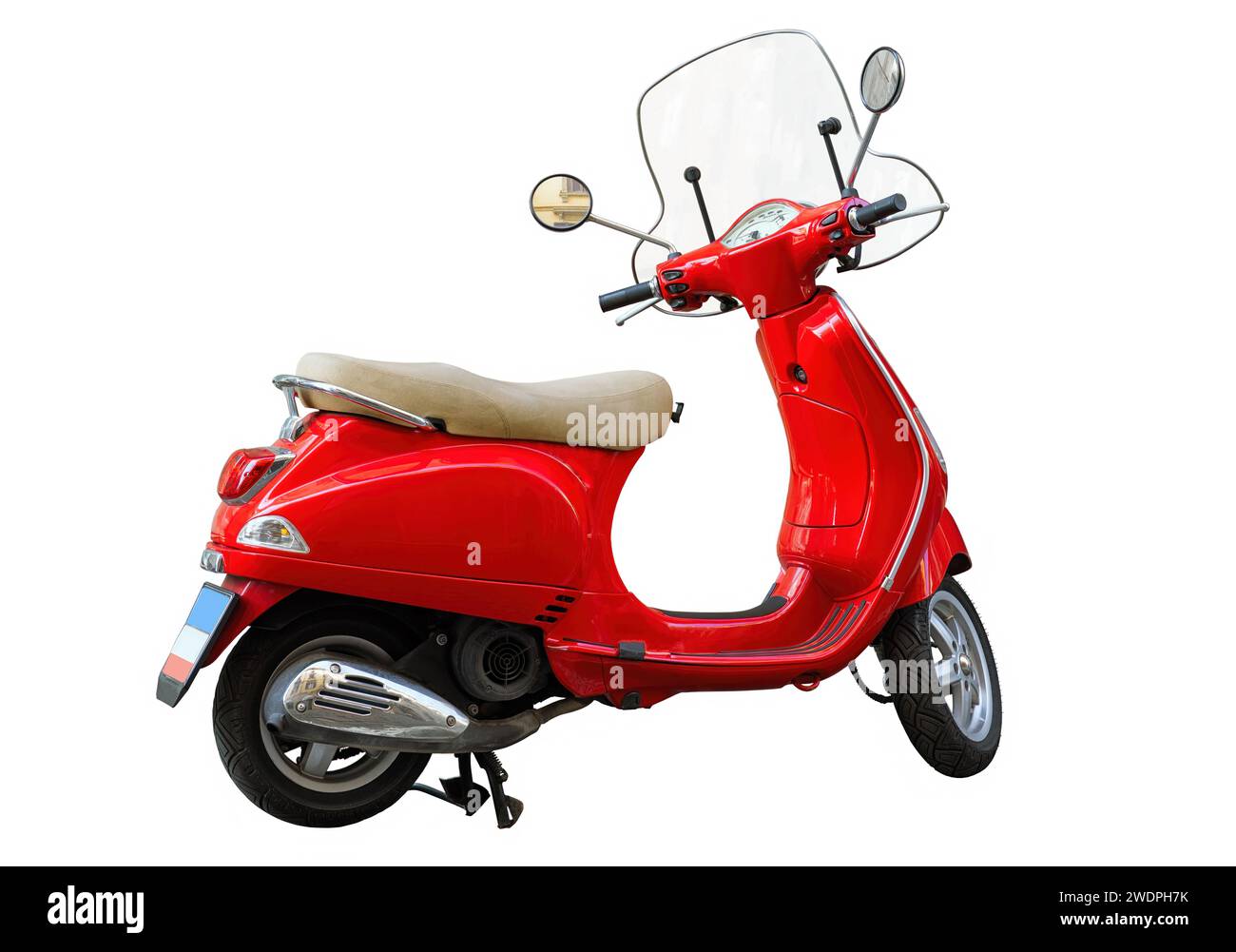 red motor scooter isolated on white background Stock Photo - Alamy