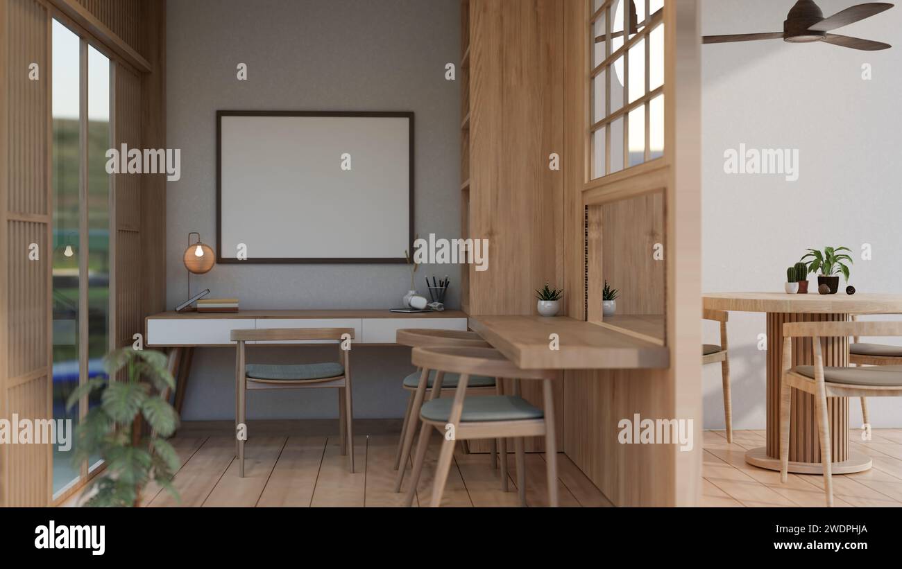 Interior design of a modern, cosy, Scandinavian cafe co-working space ...