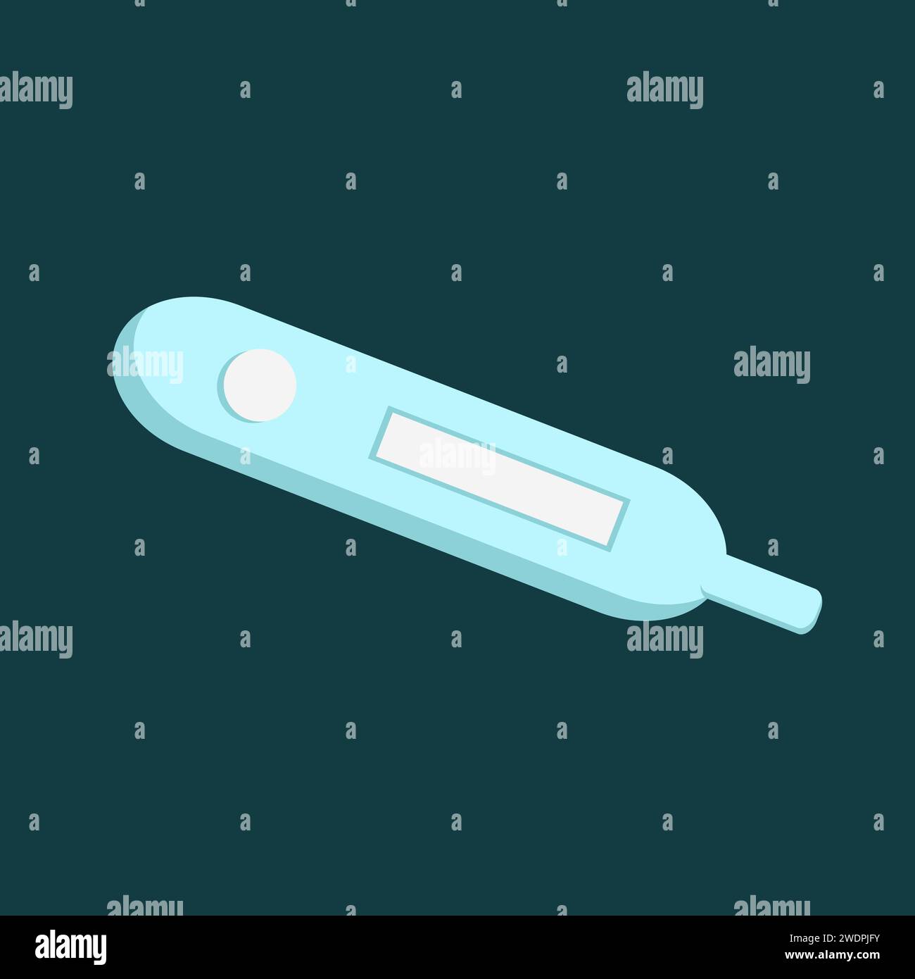 Digital blue medical thermometer with round button and display screen ...