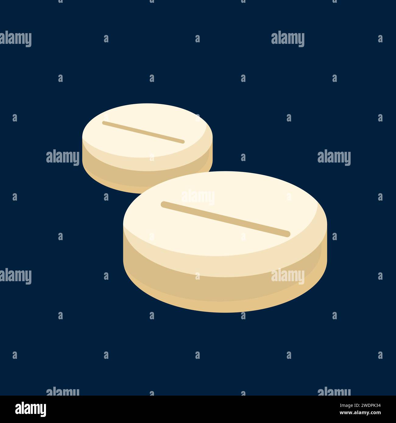 Medical tablets in beige color with a stripe in the middle or two ...
