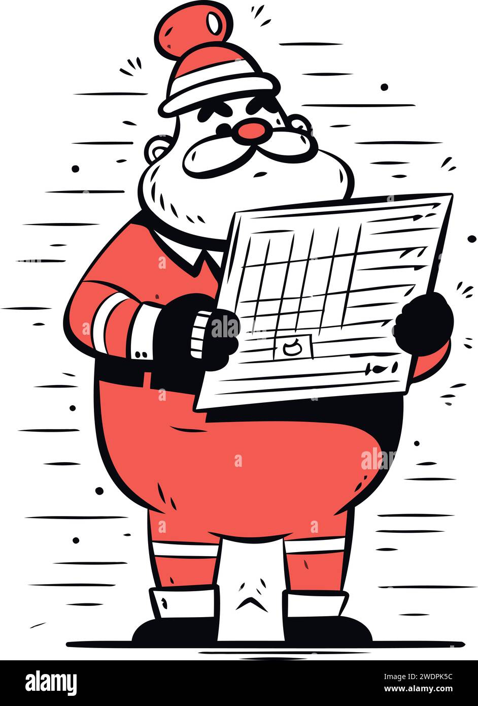 Santa Claus holding a newspaper. Vector illustration in cartoon comic ...