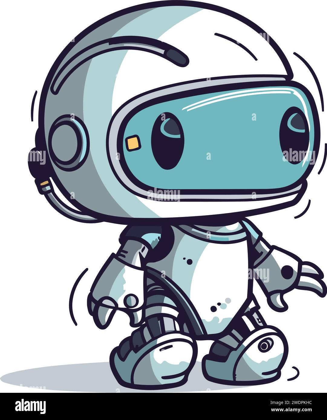 Cartoon robot isolated on white background. Cute vector illustration ...