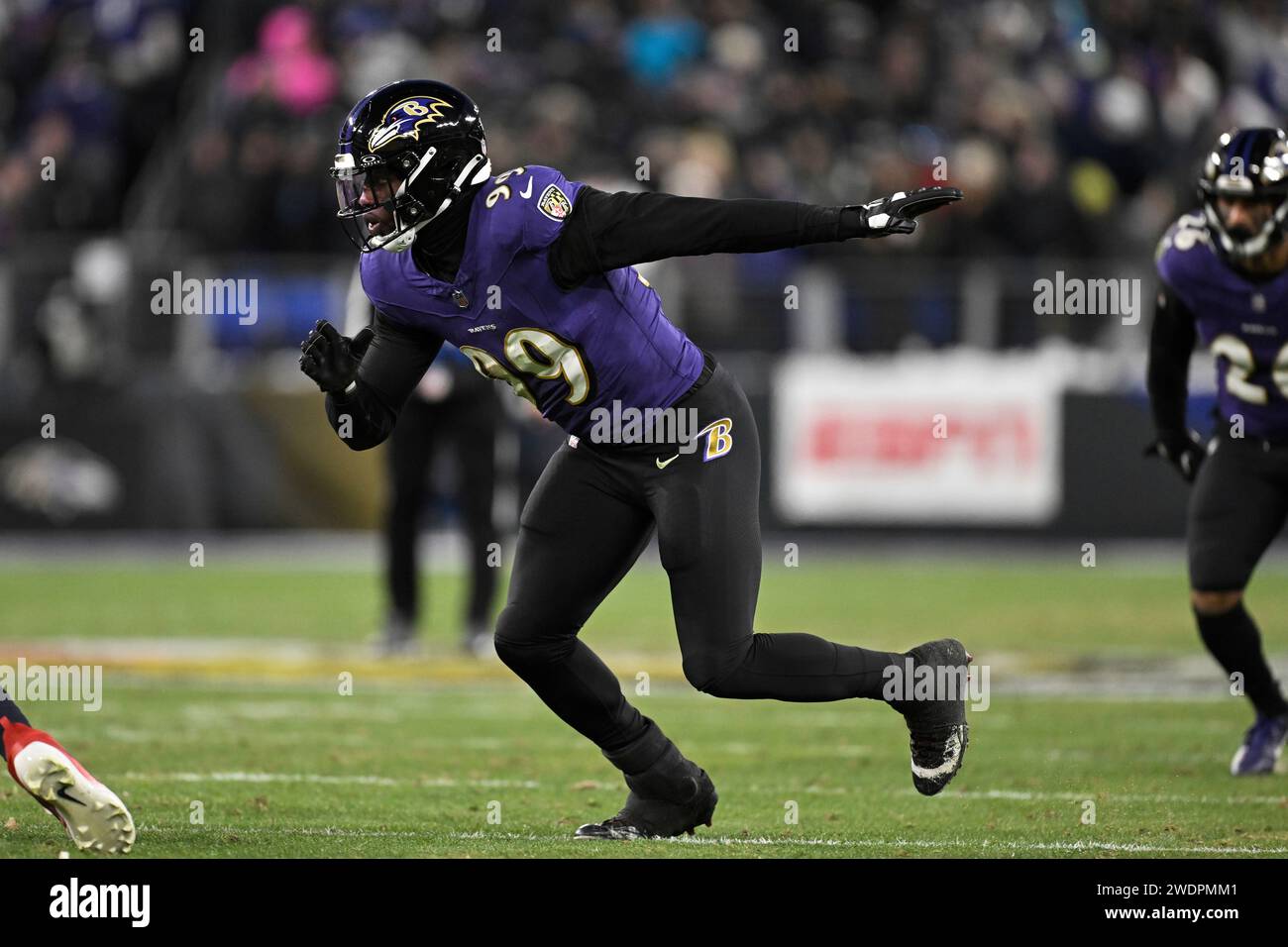 Baltimore Ravens linebacker Odafe Oweh (99) in action during the first ...
