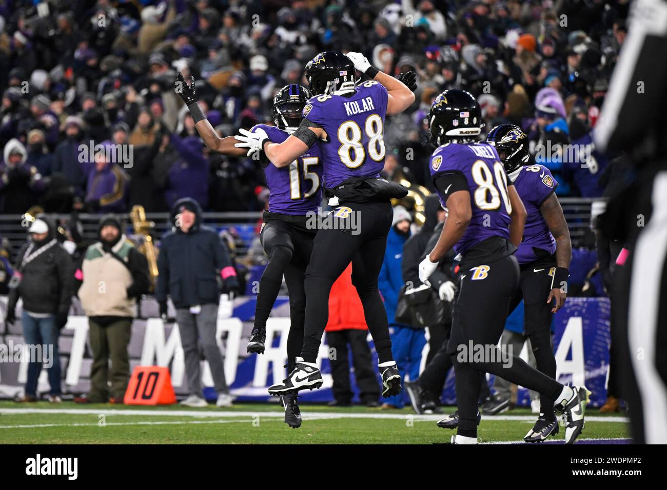 Baltimore Ravens wide receiver Nelson Agholor (15) celebrates his ...