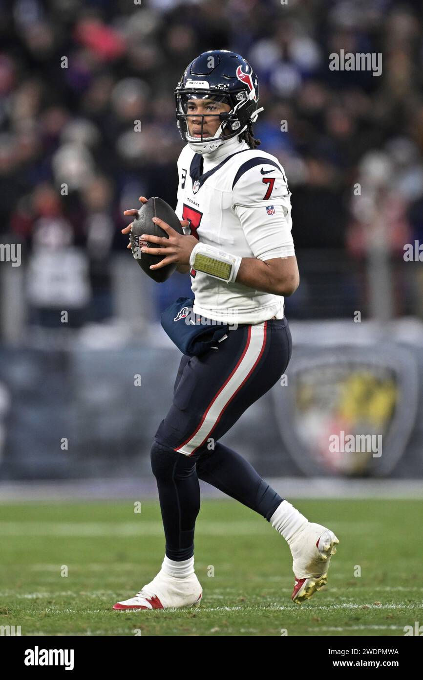 Houston Texans quarterback C.J. Stroud (7) looks to pass the ball ...