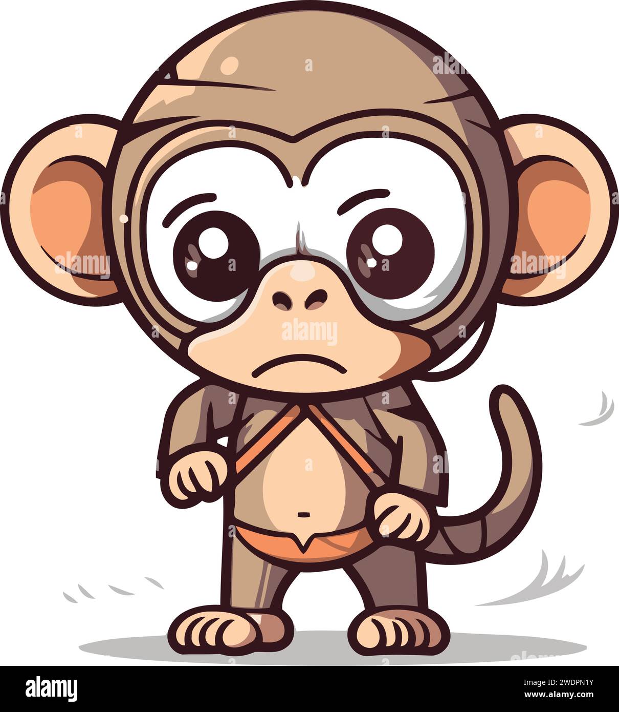 Monkey Cartoon Mascot Character With Sad Expression Vector Illustration ...