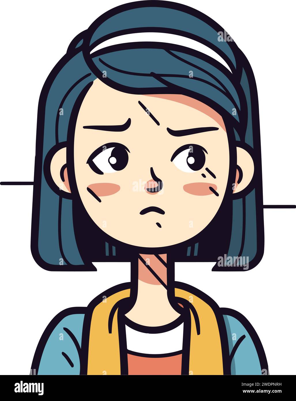 Angry Girl Face Expression Cartoon Vector Illustration Graphic Design ...