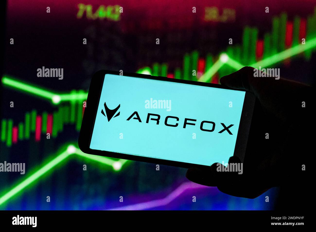 London, UK. 16th Jan, 2024. This illustration photograph presents a logo of Arcfox, a Chinese ...