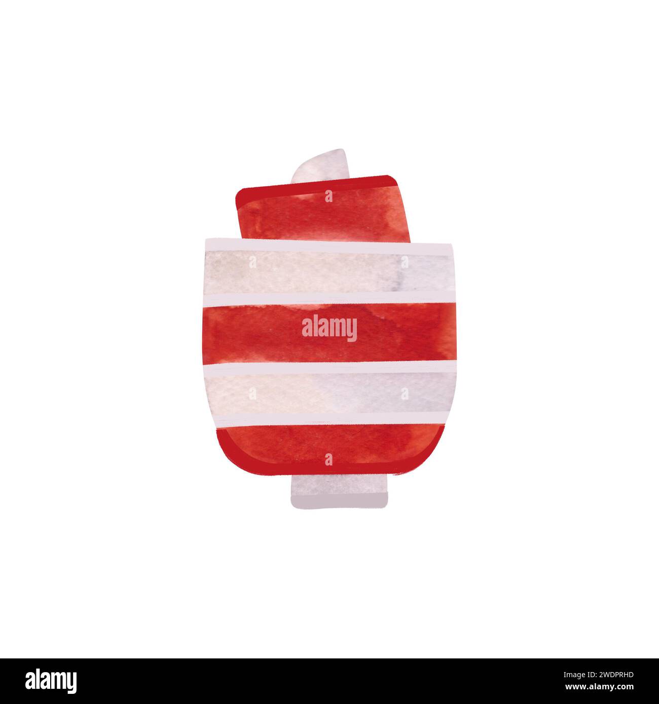 Sugar bowl with red and white stripes. Dishes. Isolated watercolor ...