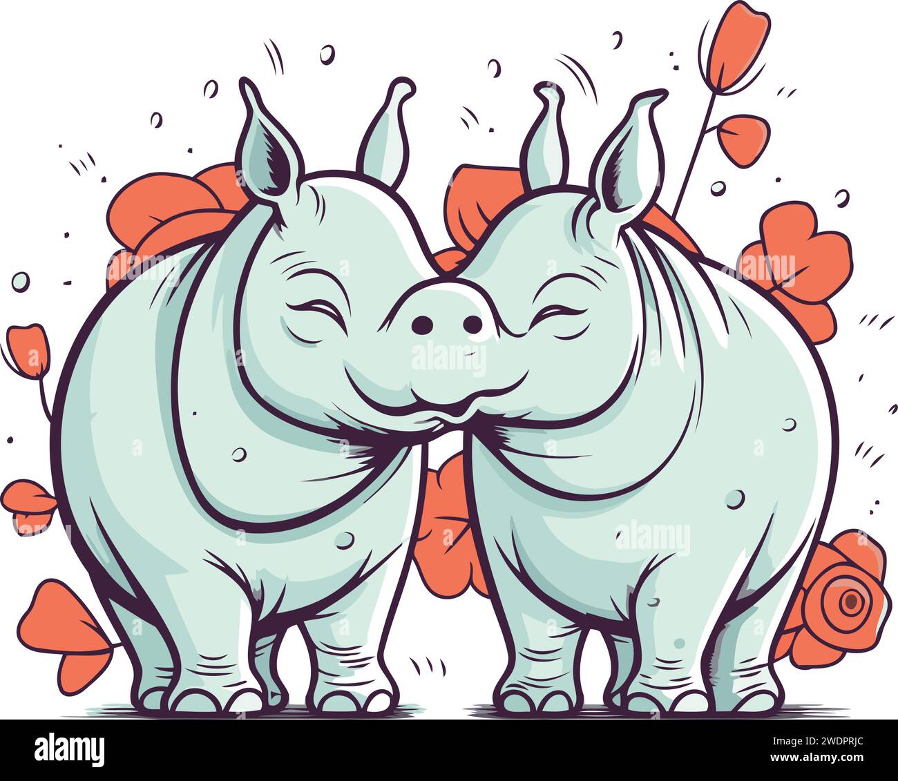 Two rhinoceros Stock Vector Images - Alamy