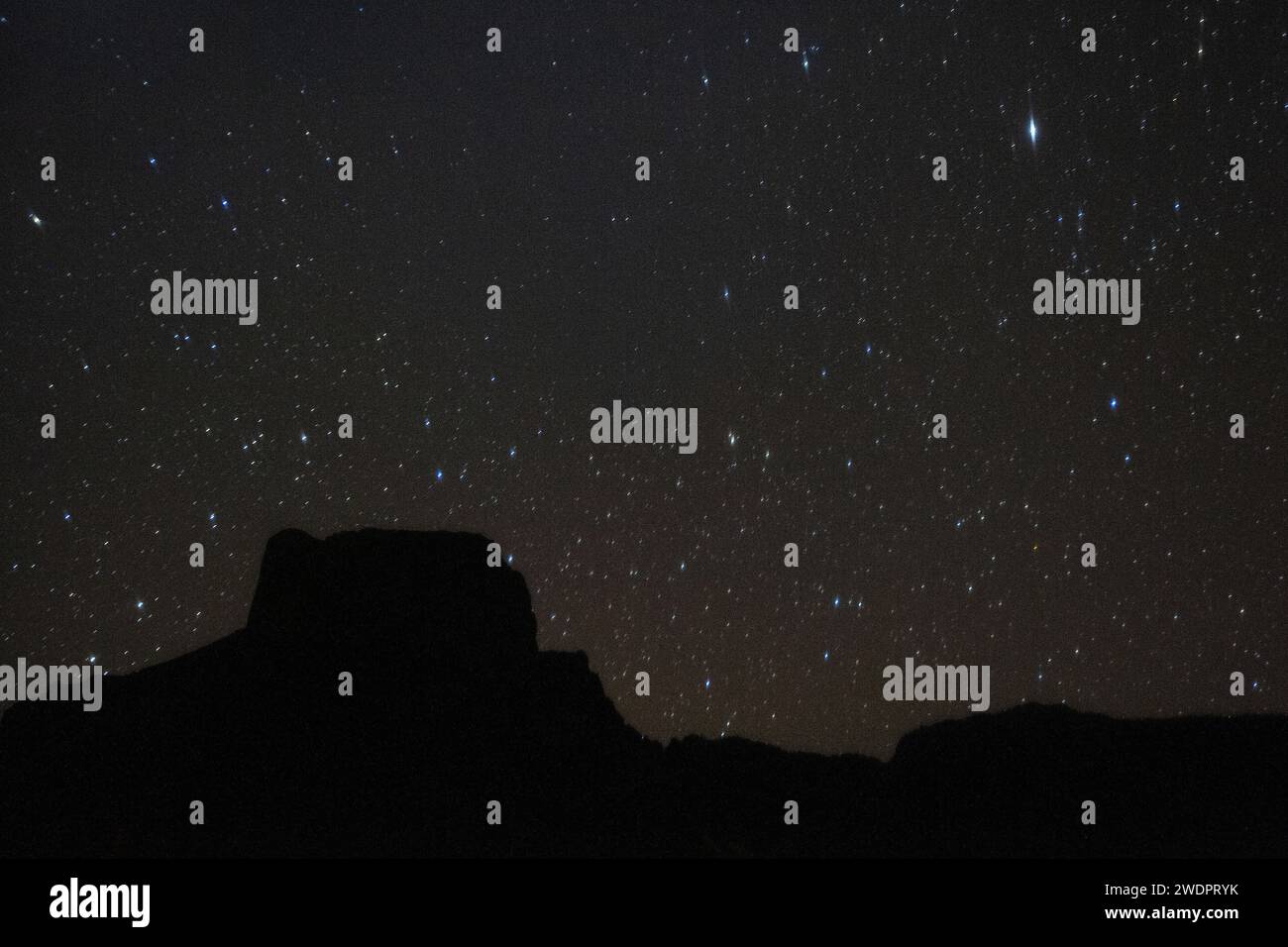 A scenic view of the Milky Way and starry night sky over the Chisos ...