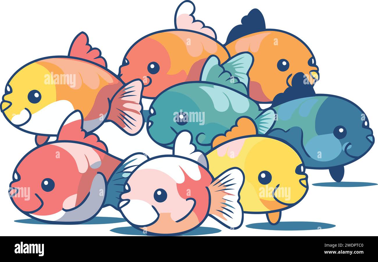 Group funny cartoon fish sea hi-res stock photography and images - Alamy