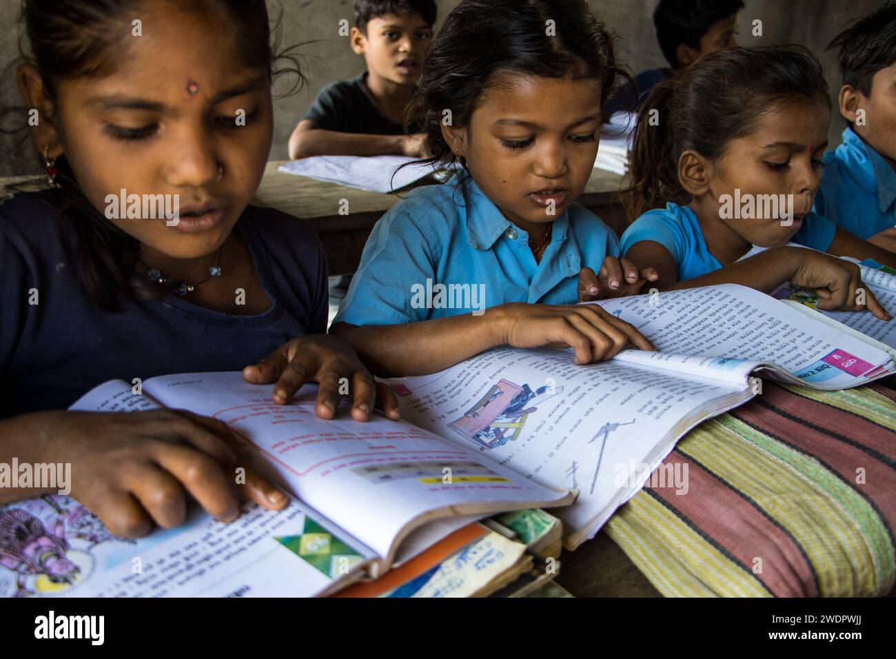 Fifth-grade pupils at their classes. Sri Janata Adharbhut School of ...