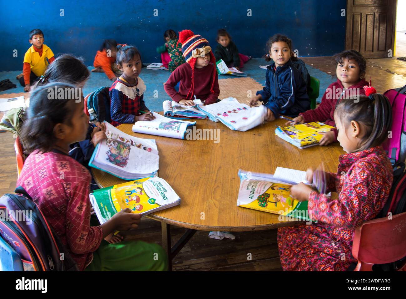 Kindergarten School Children at a Government school in Paanchkhal ...