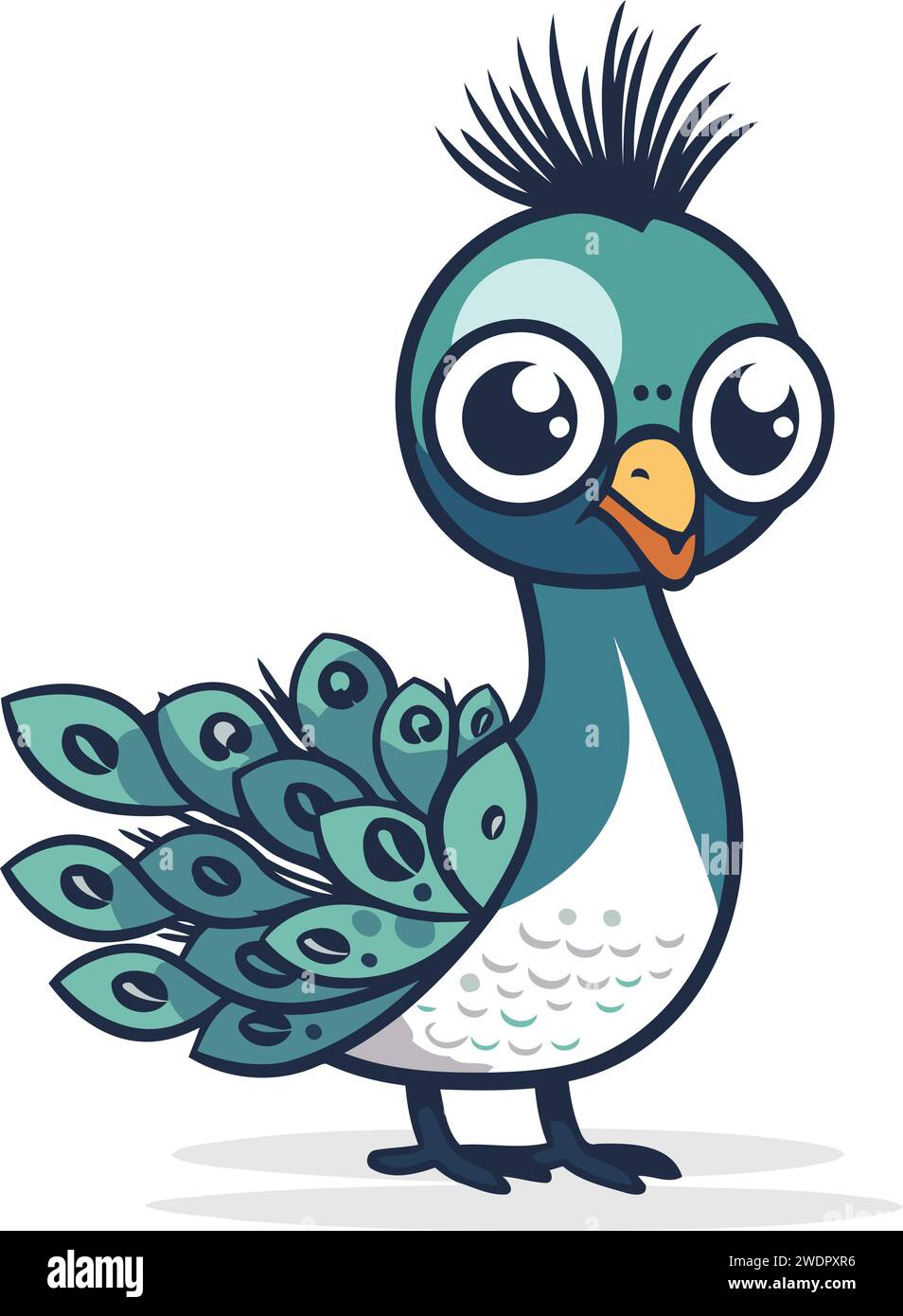 Cute Cartoon Peacock Vector Illustration Isolated On White Background Stock Vector Image And Art