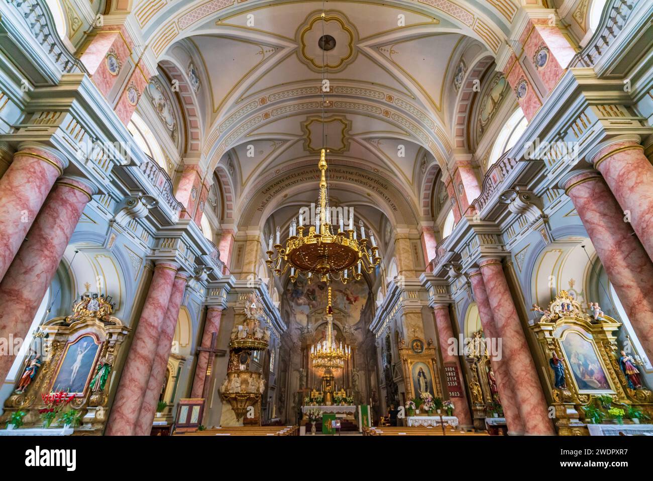 Interior of Holy Trinity Roman Catholic Church in Sibiu, Transylvania ...