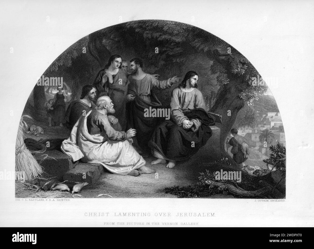 Christ Lamenting Over Jerusalem - Engraving by John Outrim (1810-1889 ...