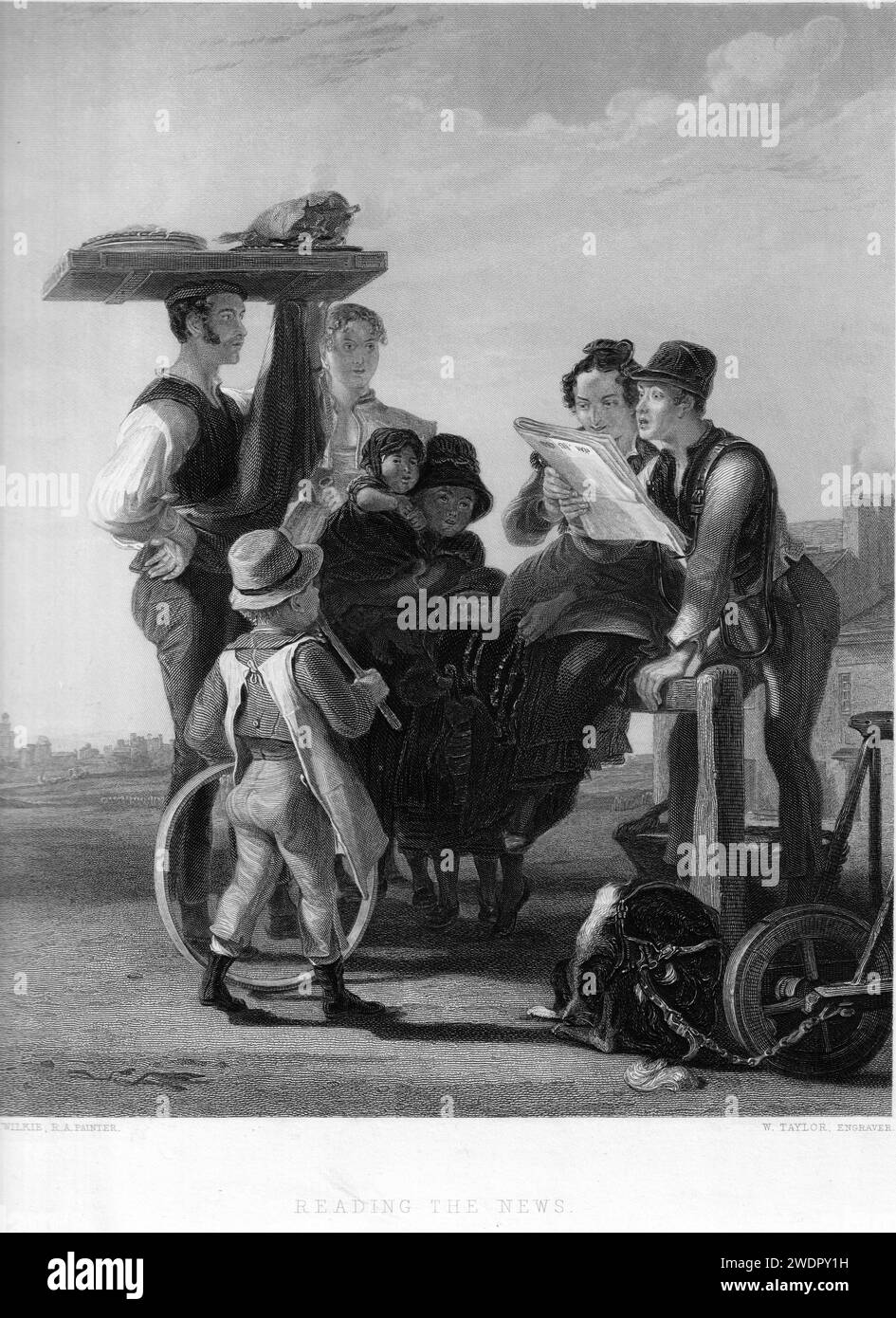 Reading The News - engraving by William Deane Taylor (1794-1857) after ...