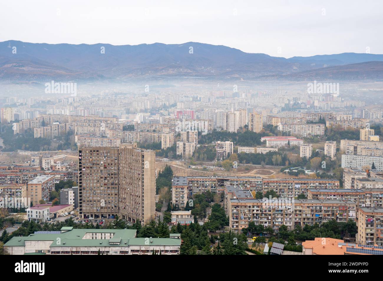 Residential area of Tbilisi, multi-storey buildings in Gldani and Temka ...