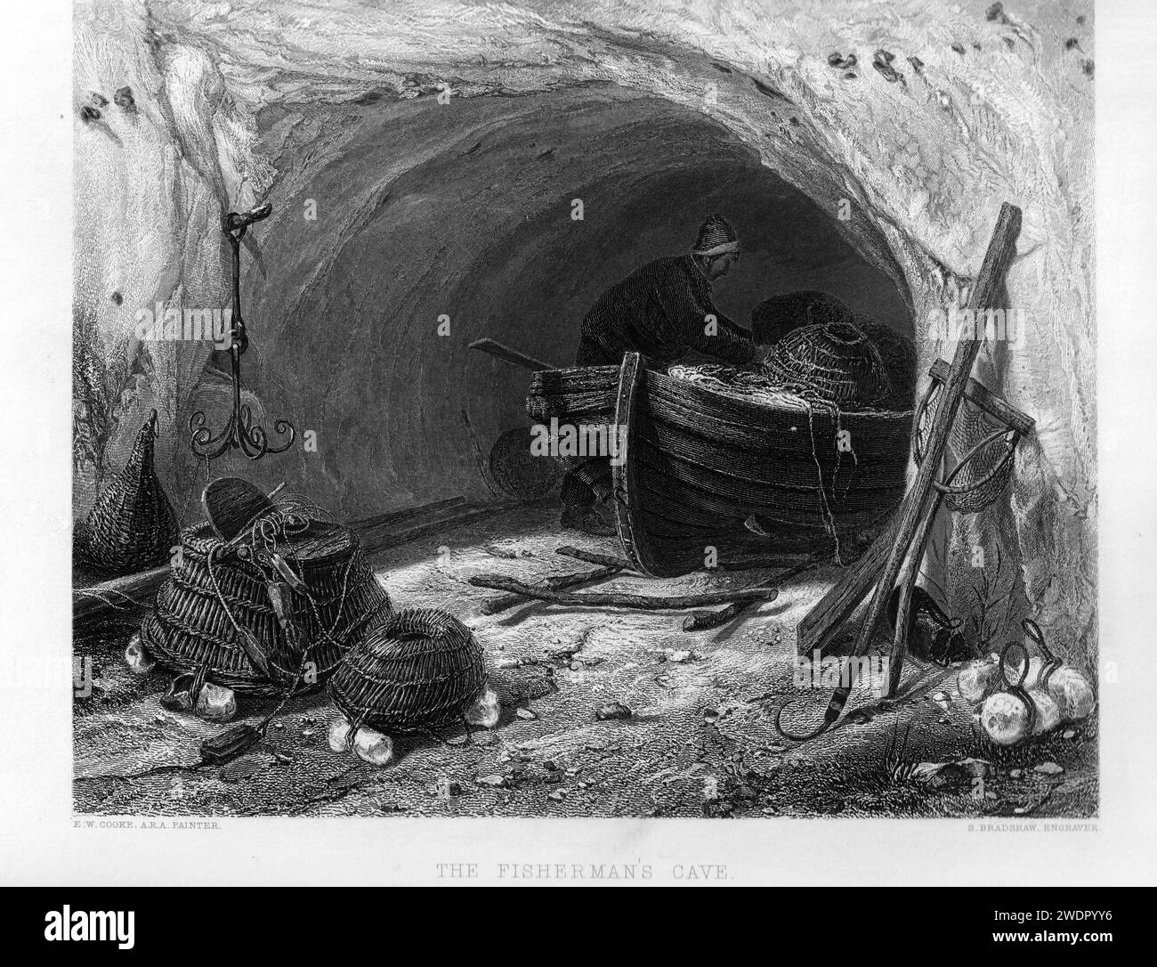 The Fisherman's Cave (1850) - Line engraving by Samuel Bradshaw (1832 ...