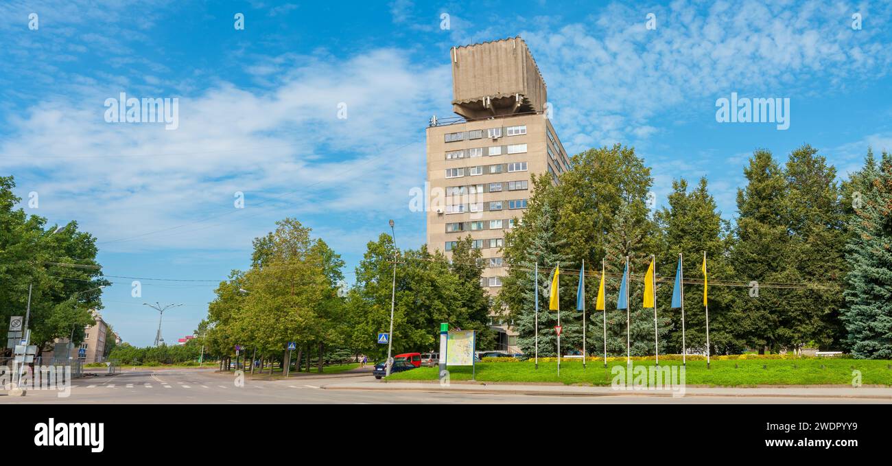 Panoramic view to Narva city landscape from Peetri plats square ...