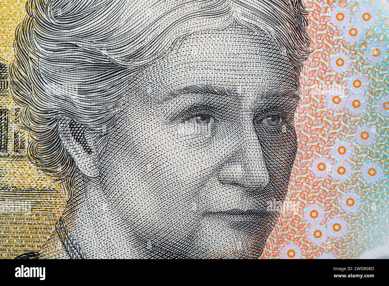 Edith Cowan a closeup portrait from Australian money - Dollar Stock ...